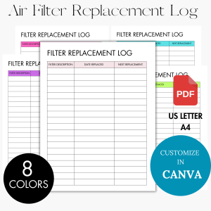 Editable Air Filter Replacement Log Printable Template