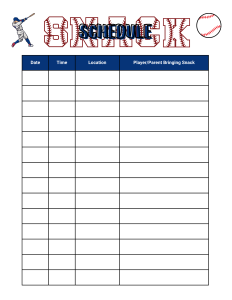 Editable Baseball Snack Sign Up Sheet Printable (Instant Download)