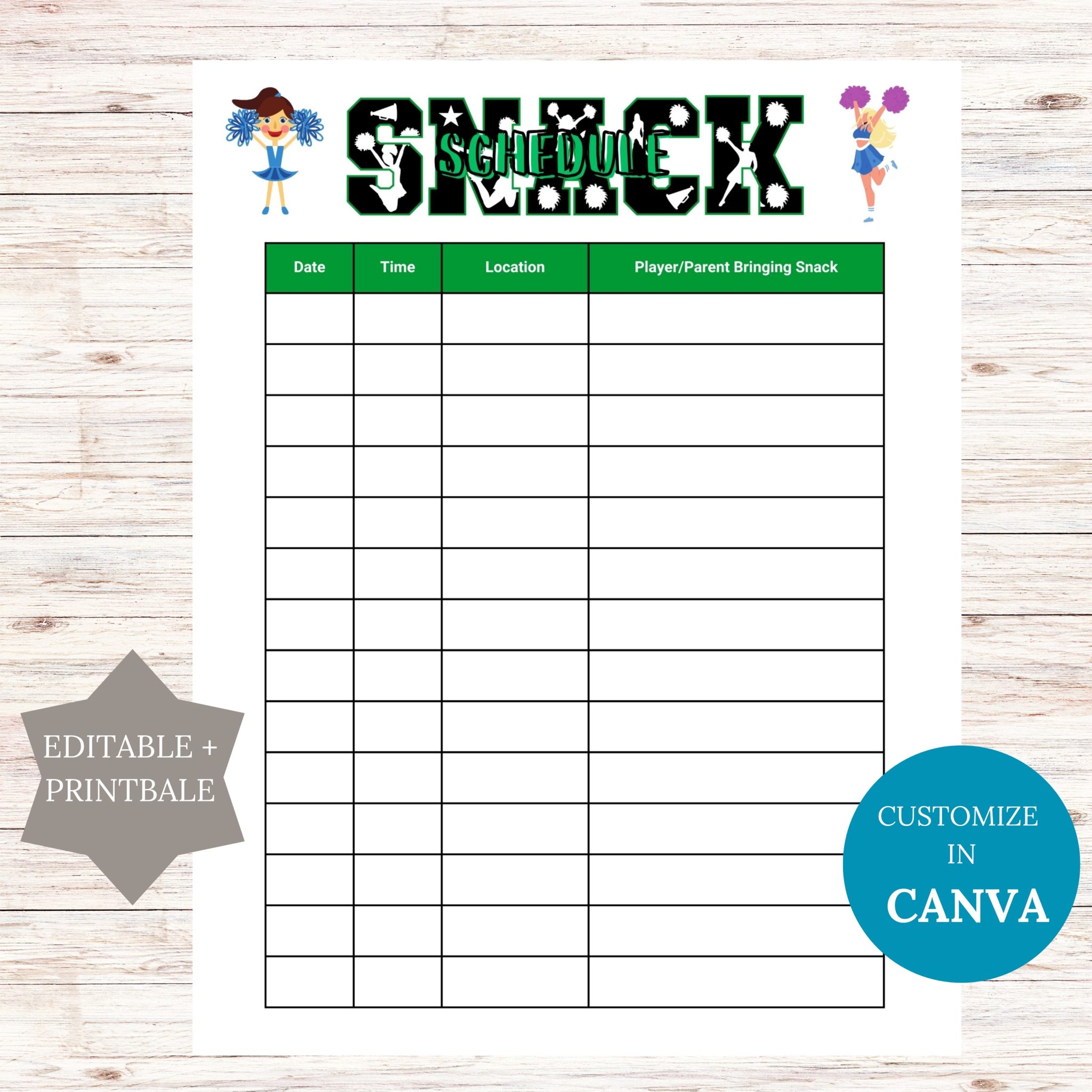 Editable Volleyball Snack Sign Up Sheet Printable (Instant Download)