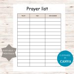 Editable Prayer List Printable
