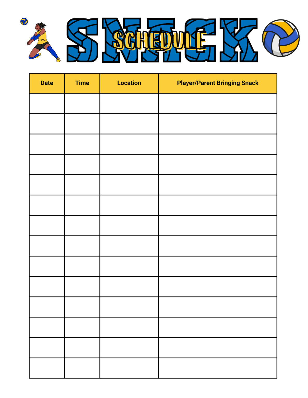 FREE Football Game Day Snacks Sign Up Sheet Printable (Instant Download)