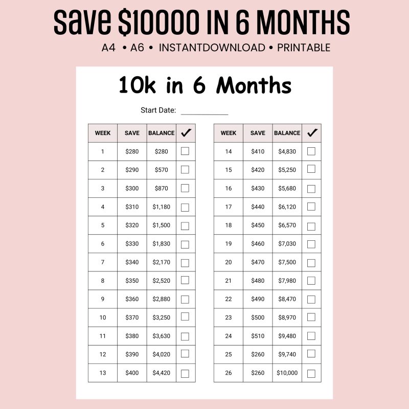 10K in 6 Months Savings Challenge