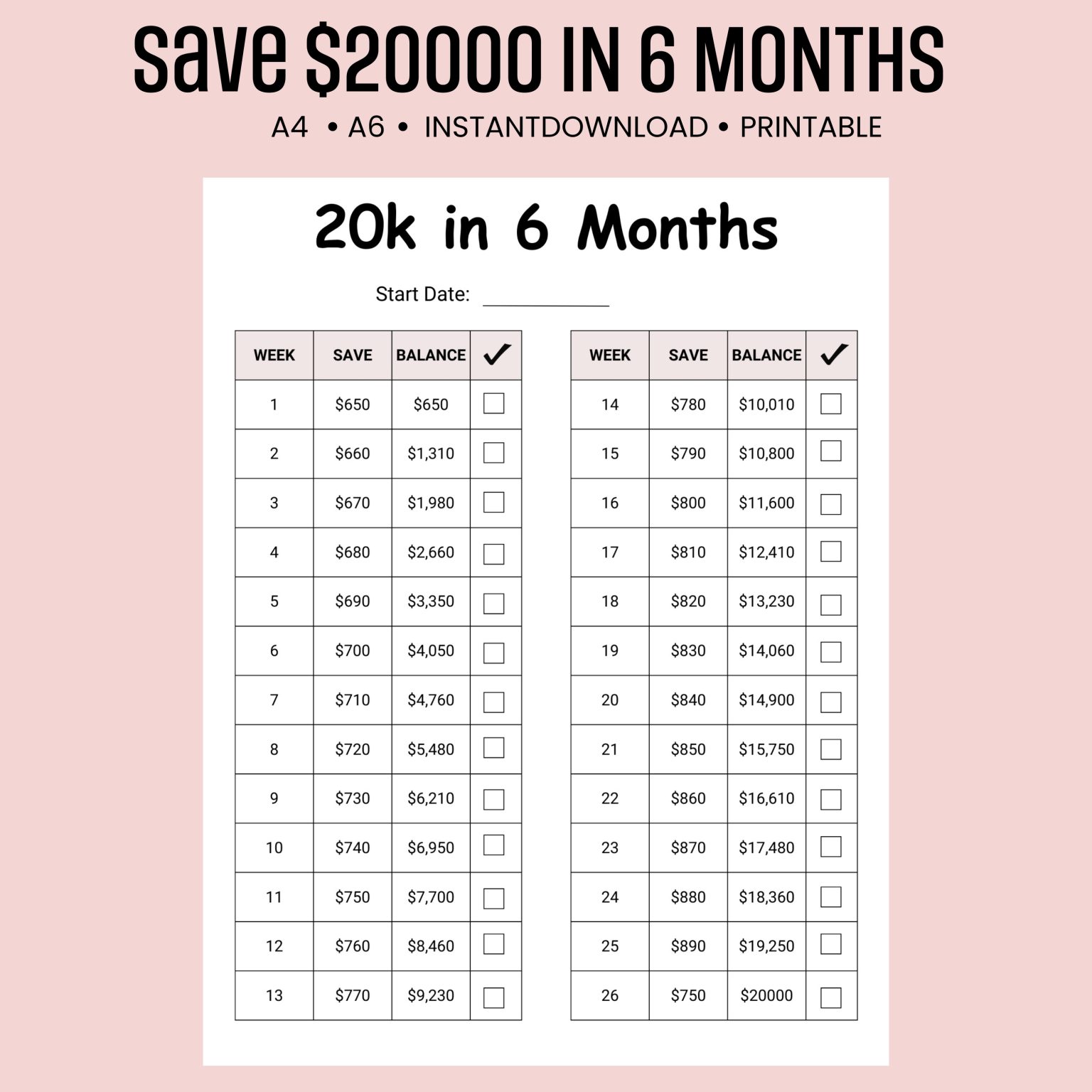 20K in 6 Months Savings Challenge