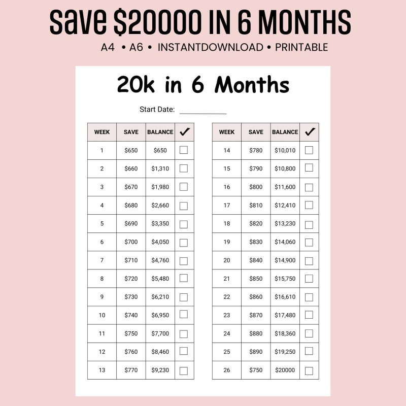 20K in 6 Months Savings Challenge