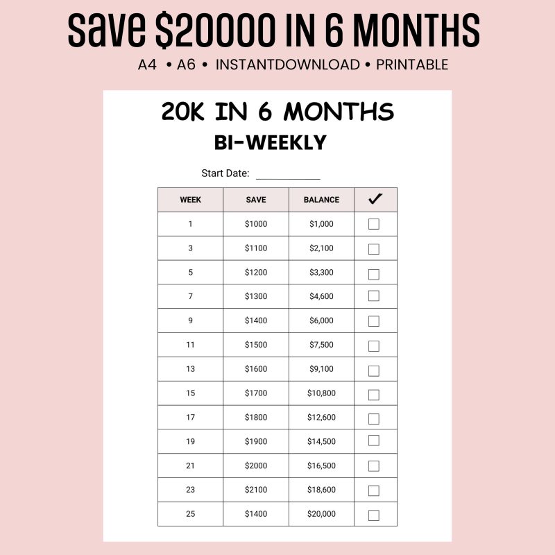 Save 20000 In 6 Months Biweekly