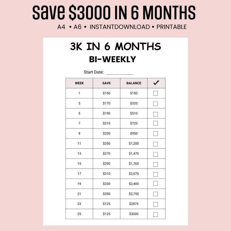 Save 3000 In 6 Months Biweekly
