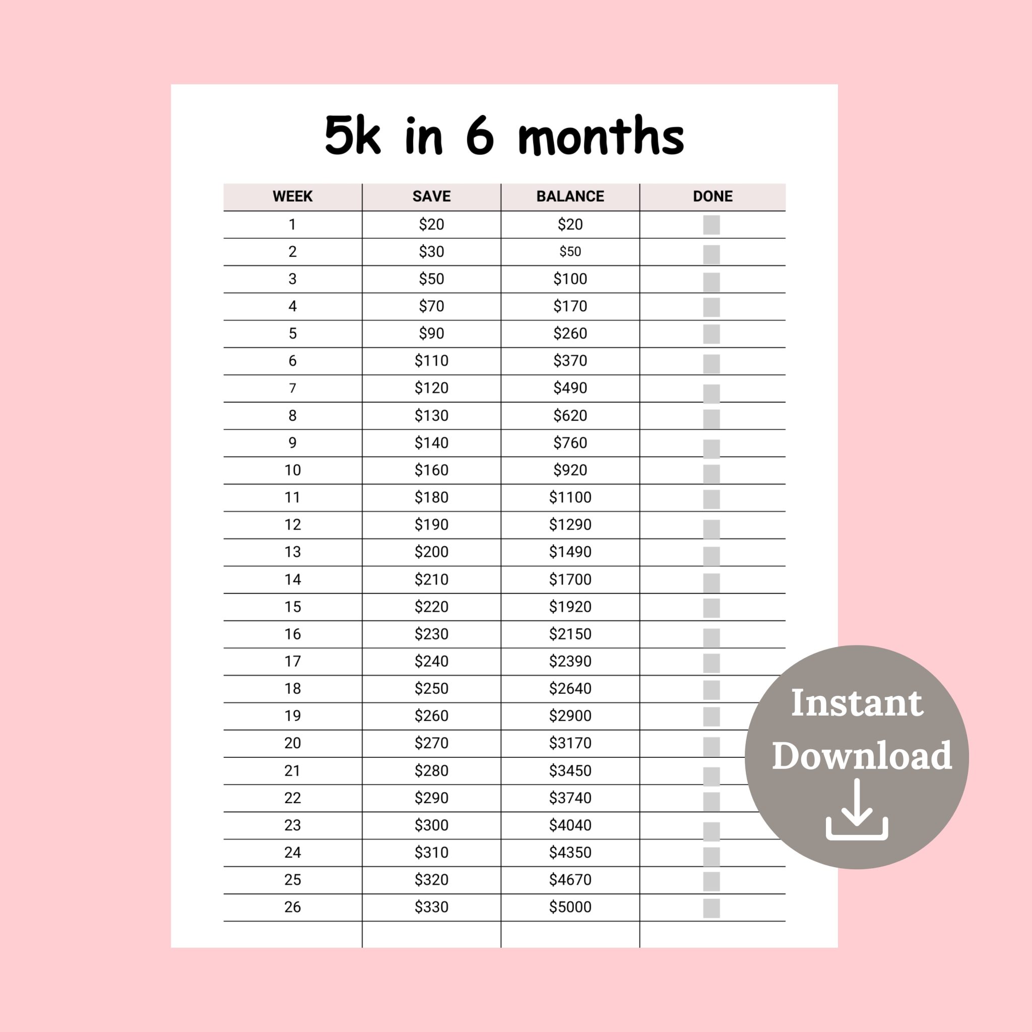 5K in 6 Months Savings Challenge
