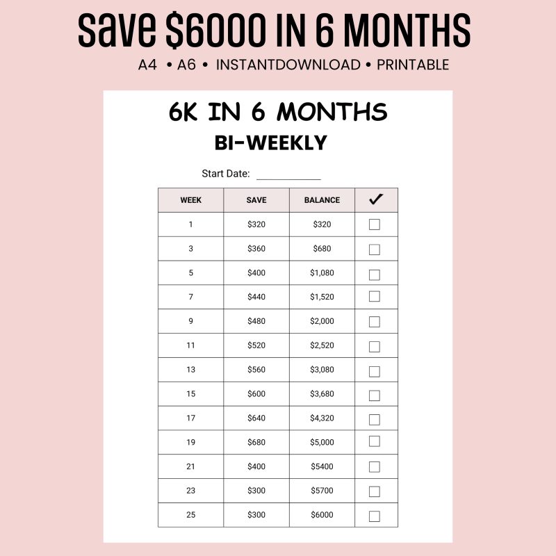 Save 6000 In 6 Months Biweekly