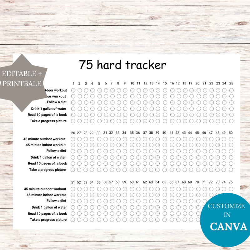 30 Day Challenge Tracker Printable