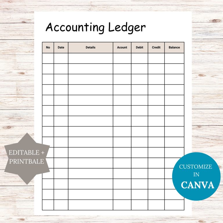Editable Accounting Ledger Printable