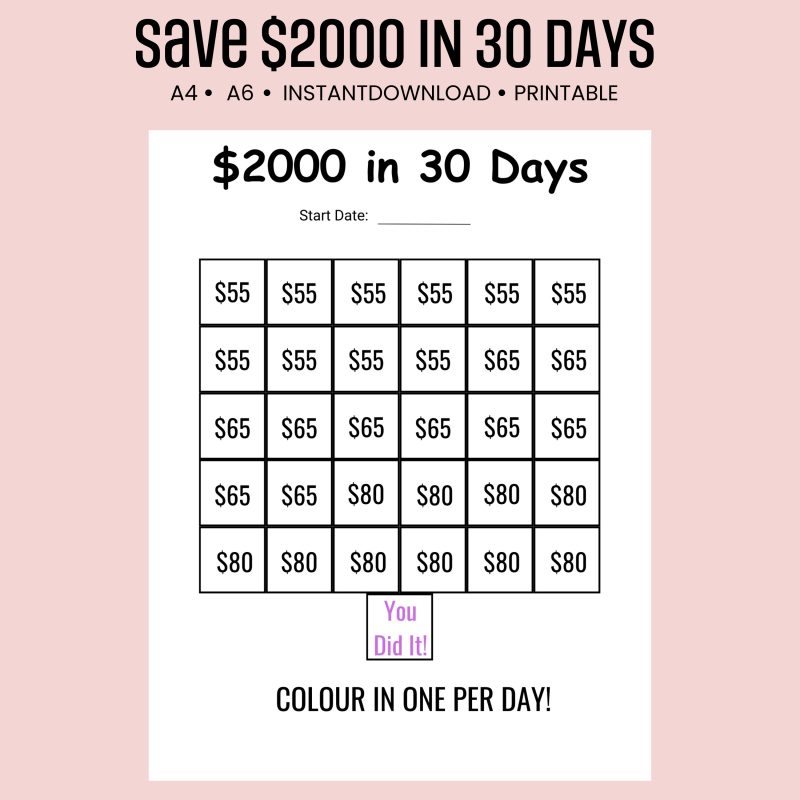 save $2000 in 30 days challenge