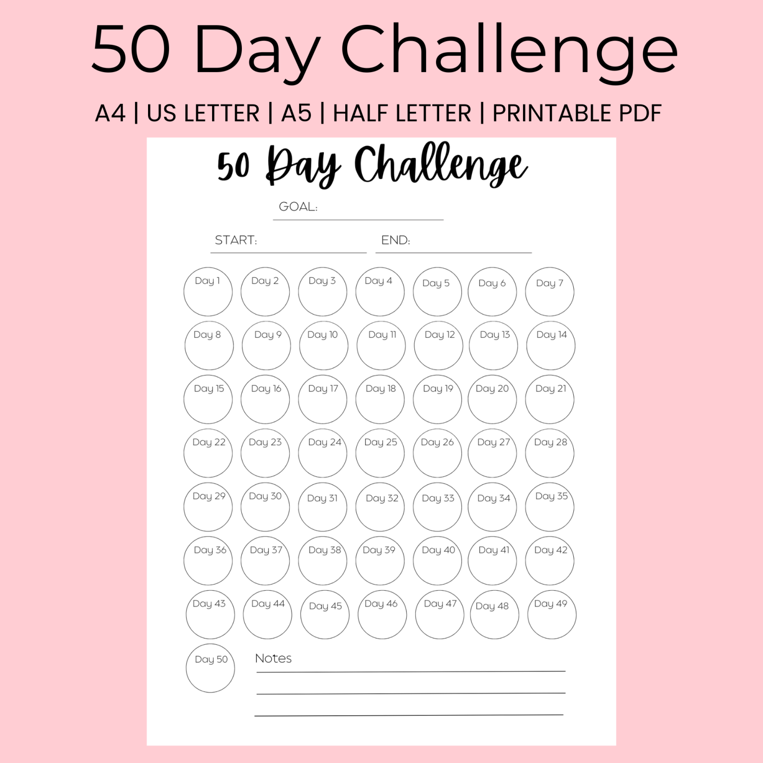 30 Day Challenge Tracker Printable