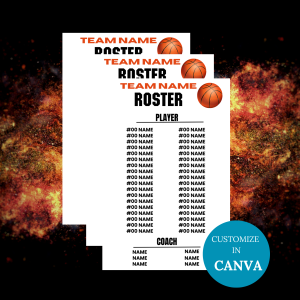 Editable Basketball Team Roster Card Pdf Printable