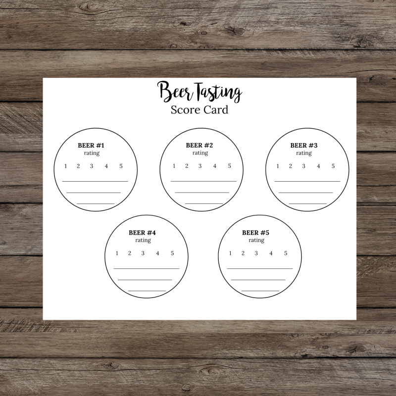 Cocktail Tasting Placemat Cocktail Tasting scorecard