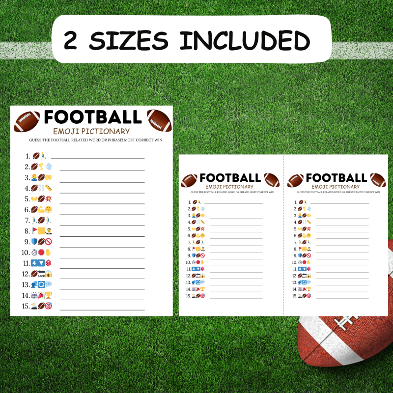 Football Emoji Pictionary Game PDF Printable (INSTANT DOWNLOAD)