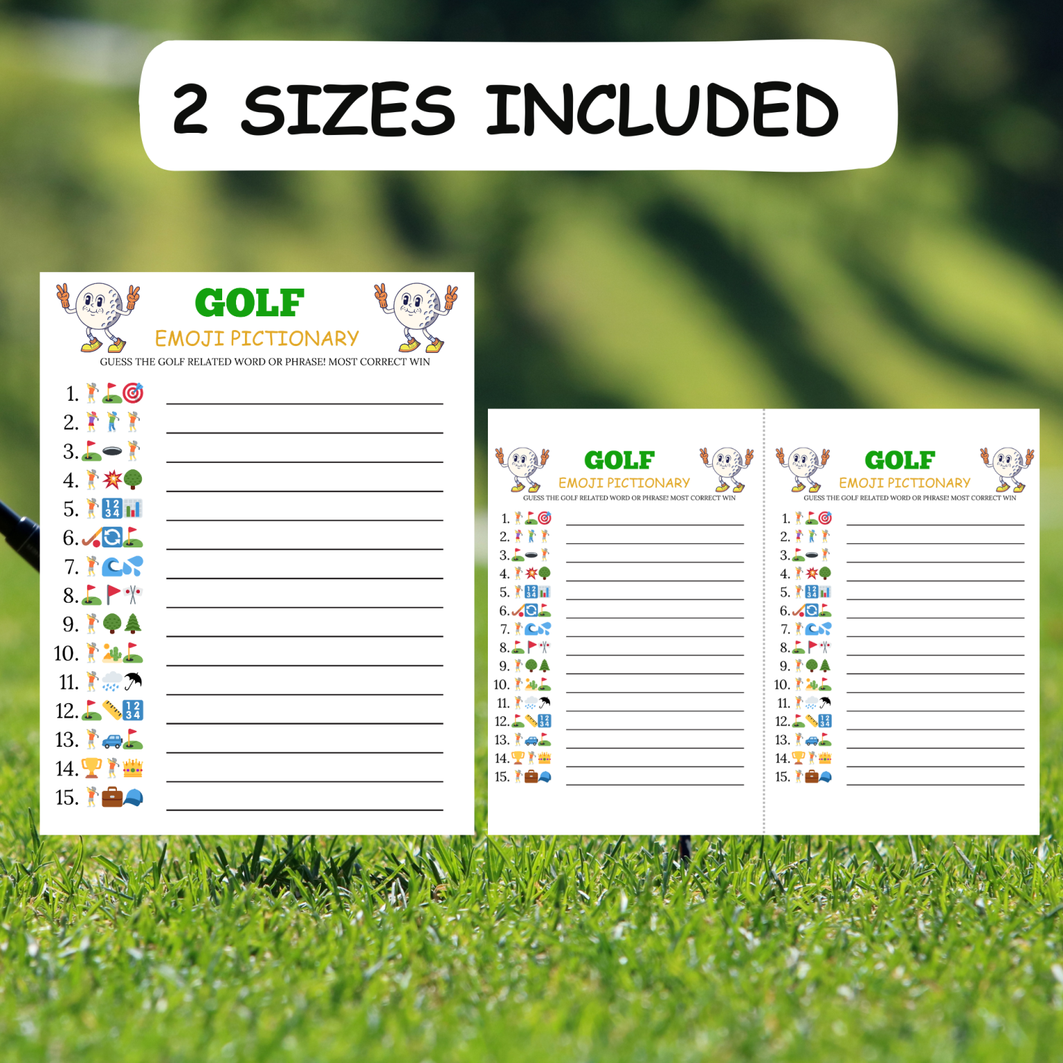 Golf Emoji Pictionary Game PDF Printable (INSTANT DOWNLOAD)