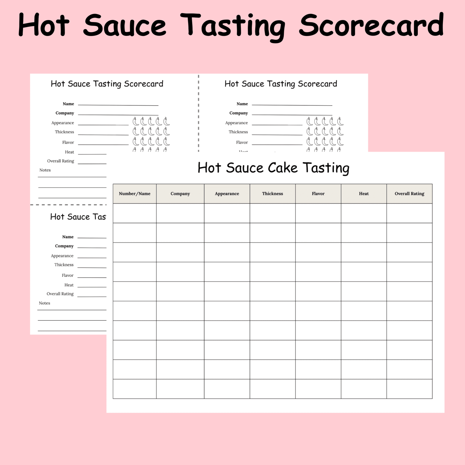 Pizza Tasting Score Card