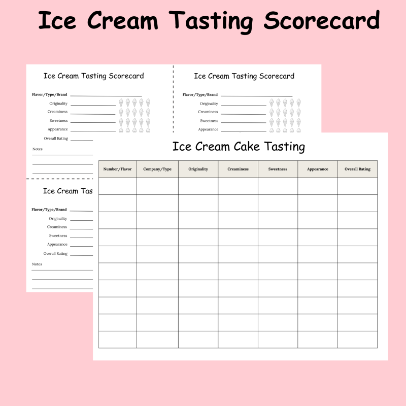 Ice Cream tasting scorecard