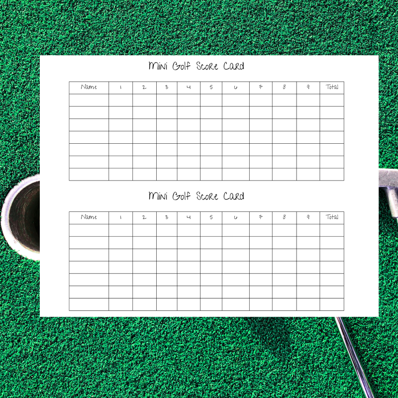 Mini Golf Scorecard 9 Holes (Instant Download)