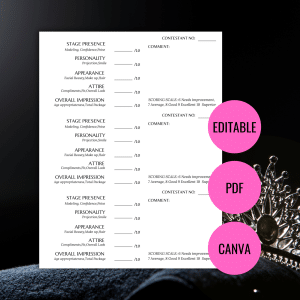 Editable Pageant Score Sheet PDF Printable (Instant Download)