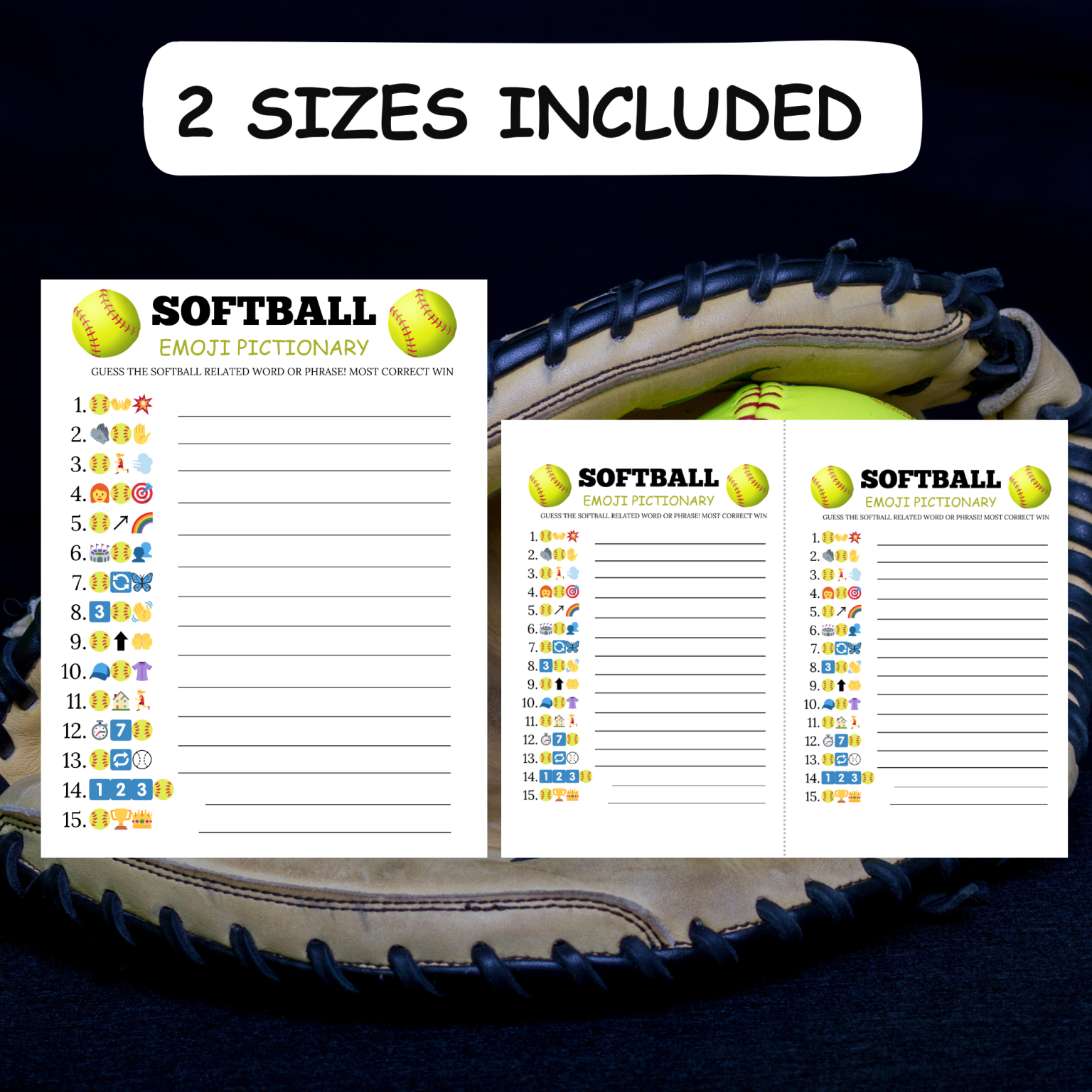 Baseball Emoji Pictionary Game PDF Printable (INSTANT DOWNLOAD)