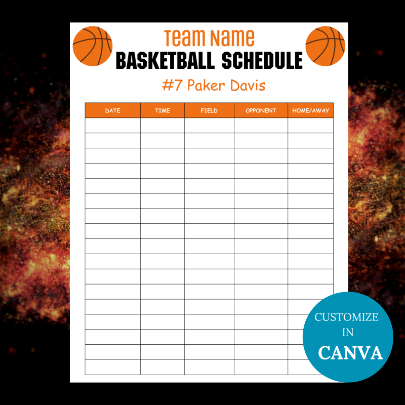 Editable Basketball Practice Schedule Template Pdf (Instant Download)