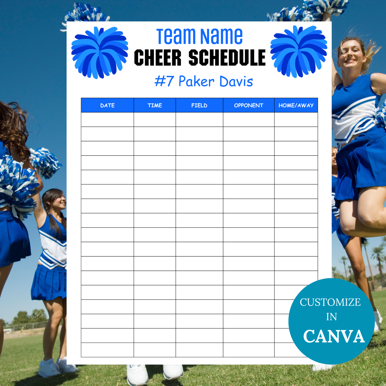 Editable Cheer Practice Schedule Template Pdf (Instant Download)