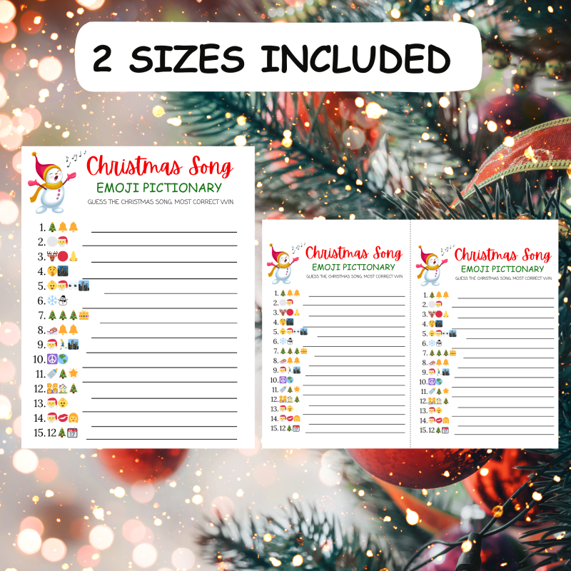 Christmas Song Emoji Pictionary Game PDF Printable (INSTANT DOWNLOAD)