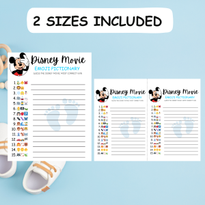 Disney Movie Emoji Pictionary Game BABY SHOWER PDF Printable (INSTANT ...