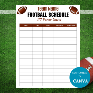 Editable Football Practice Schedule Template Pdf (Instant Download)
