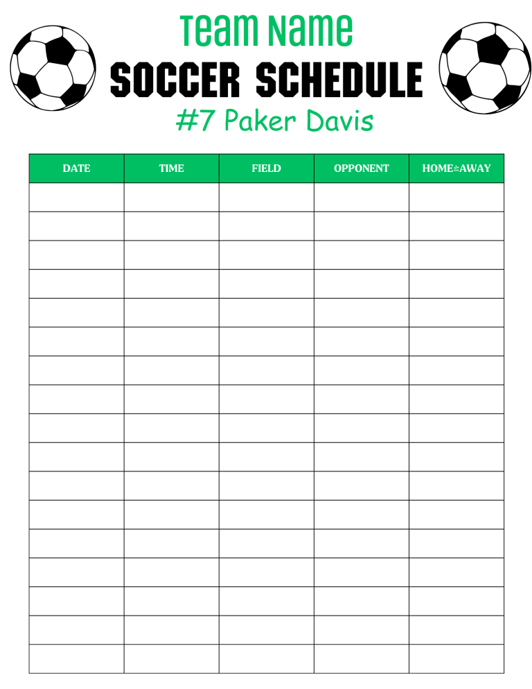 Practice Schedule Template