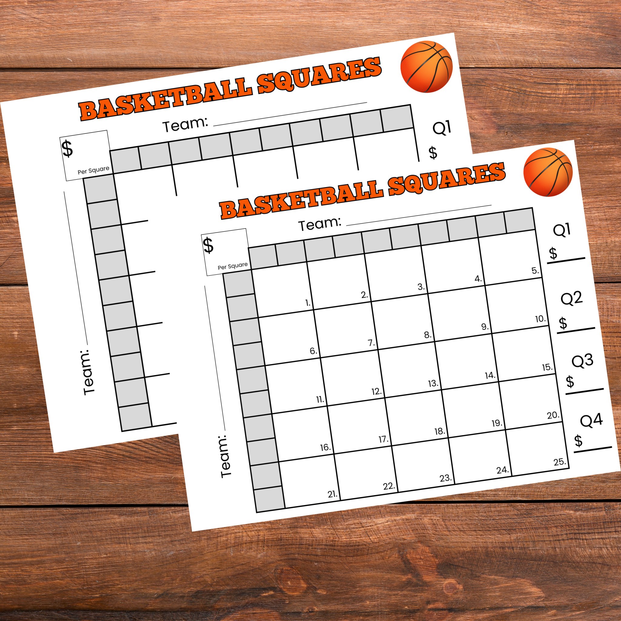 Basketball 25 Squares Game Printable
