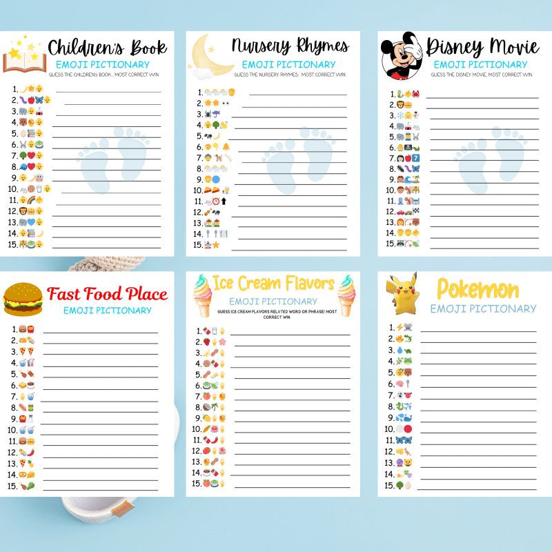 Children's Book Emoji Pictionary Game BABY SHOWER PDF Printable ...