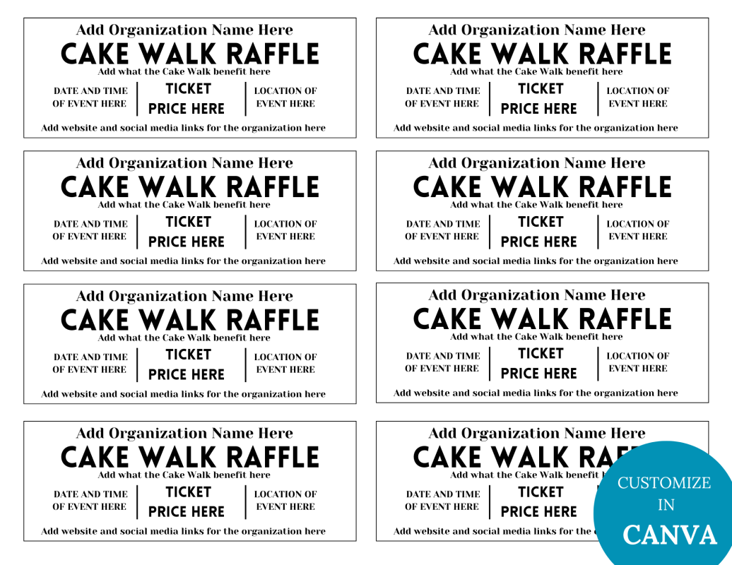 Editable Cake Walk Fundraiser Ticket