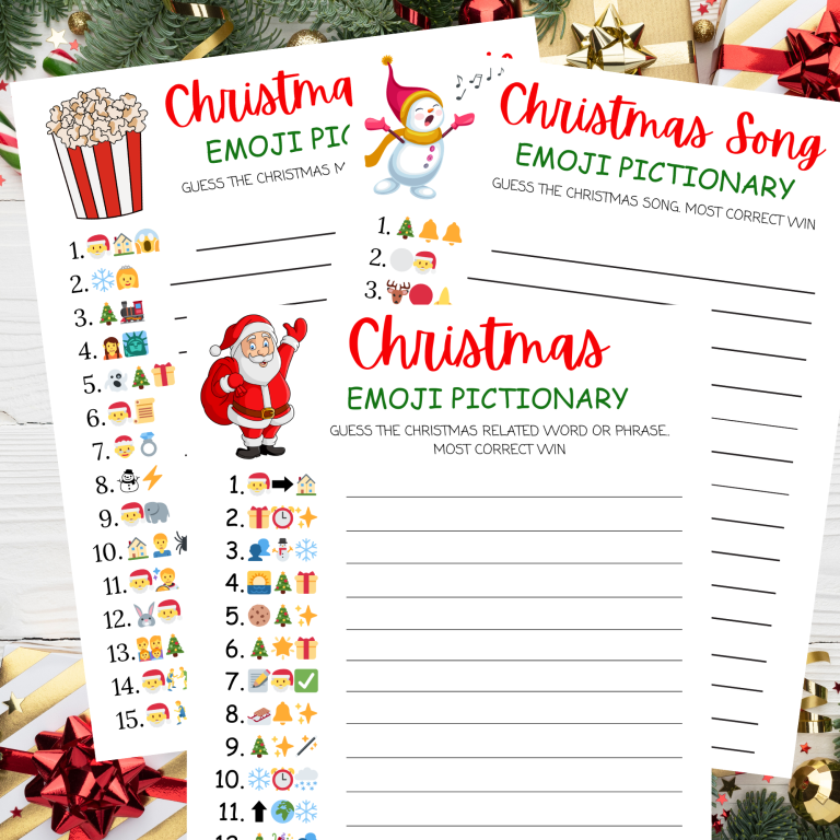 Christmas Song Emoji Pictionary Game PDF Printable (INSTANT DOWNLOAD)