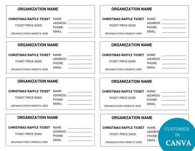 Editable Christmas Raffle Ticket