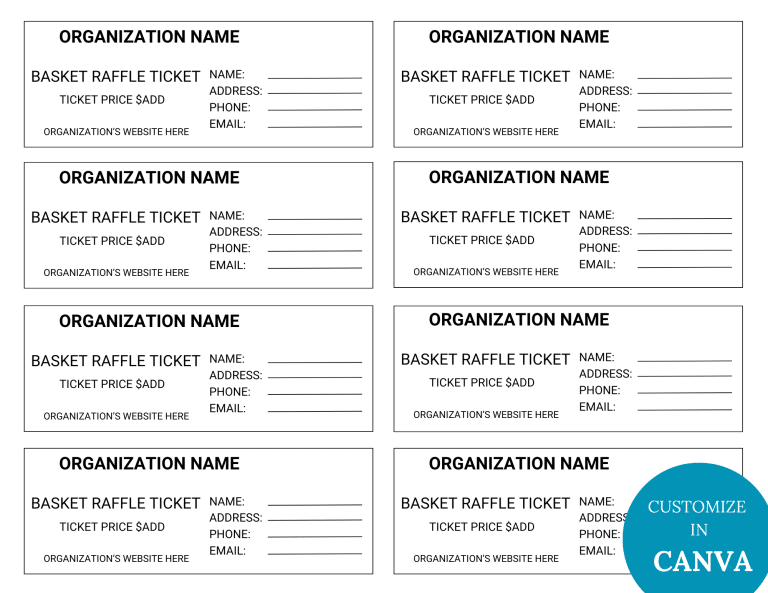 Editable Basket Raffle Ticket
