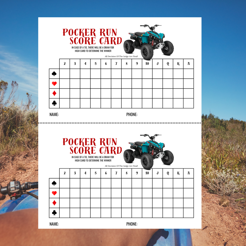 Poker Run Score Card