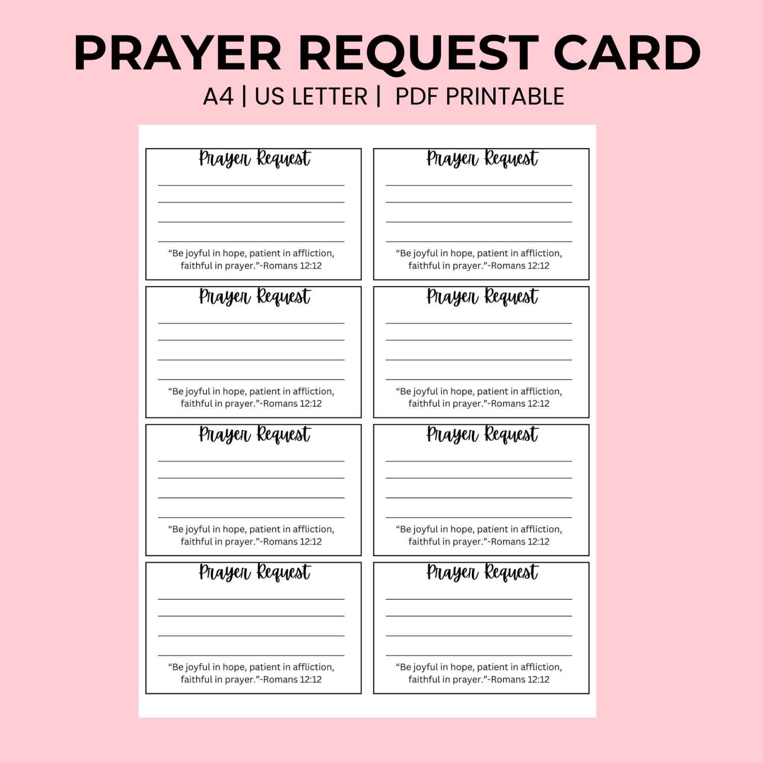 Prayer Request Card Printable