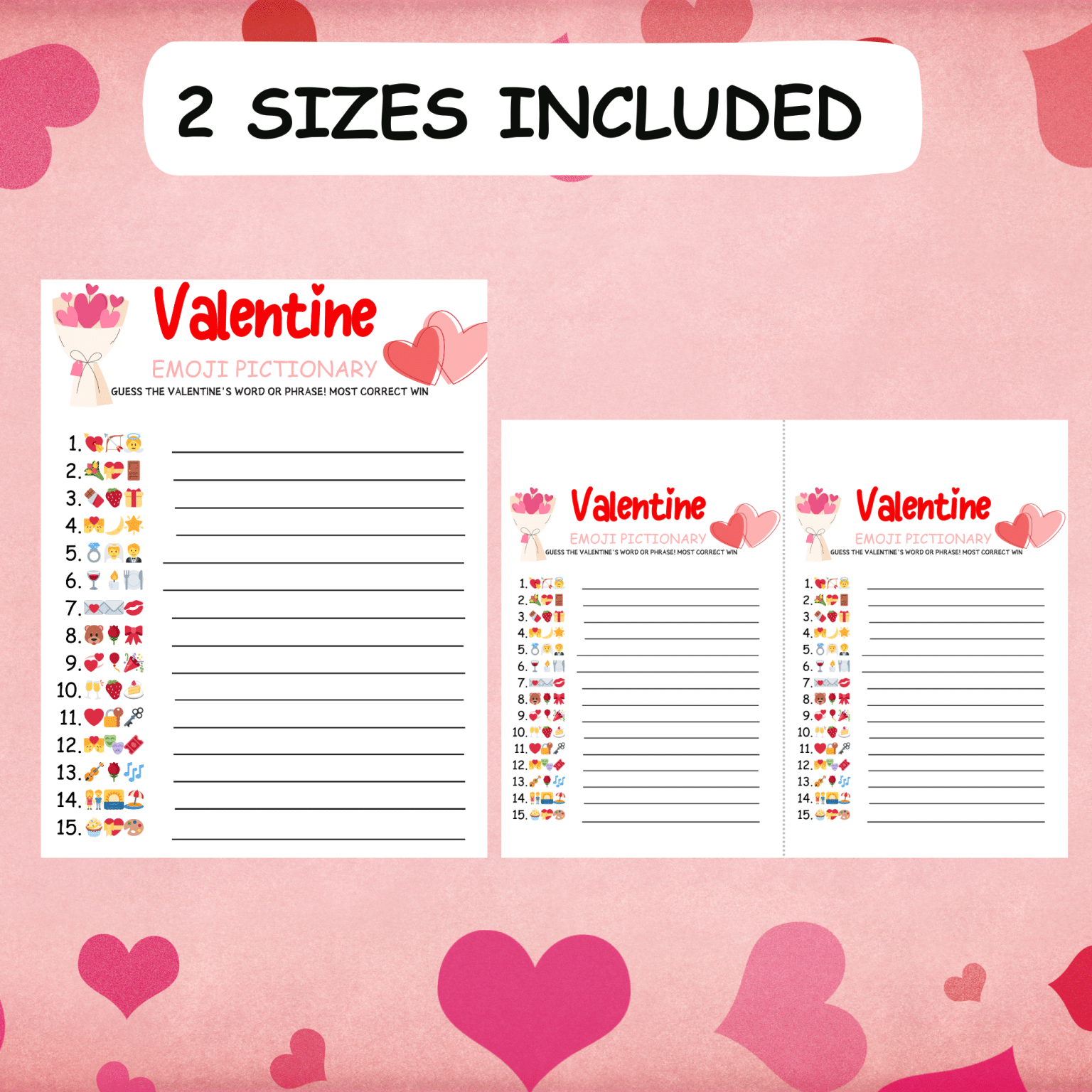 Valentine's Day Emoji Pictionary Game PDF Printable (INSTANT DOWNLOAD)