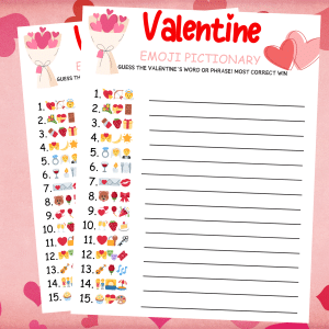 Valentine's Day Emoji Pictionary Game PDF Printable (INSTANT DOWNLOAD)