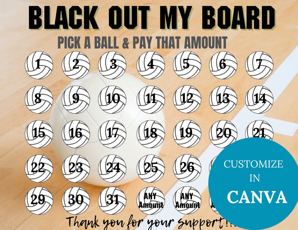 Editable Volleyball Pick A date To Donate Calendar Fundraiser
