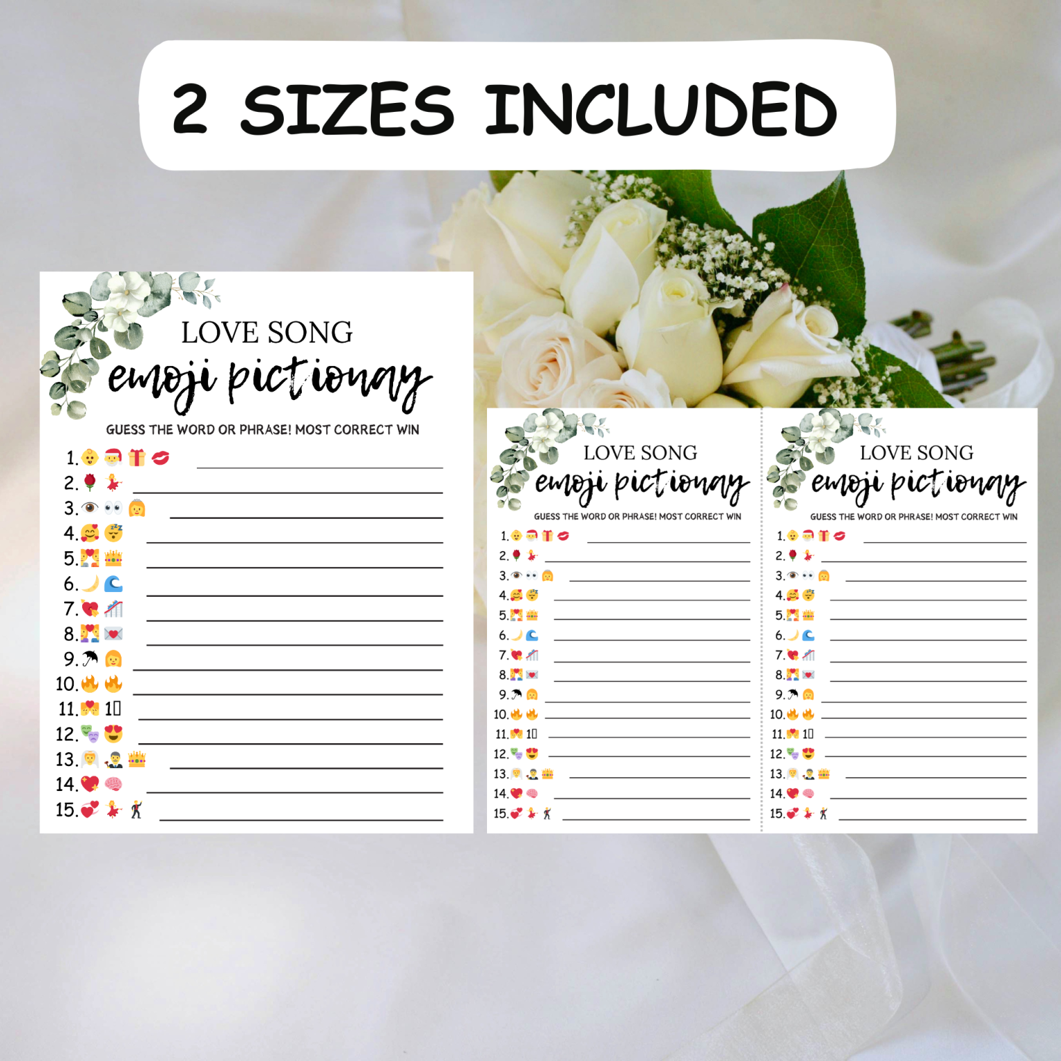 Love Song Emoji Pictionary Game PDF Printable (INSTANT DOWNLOAD)