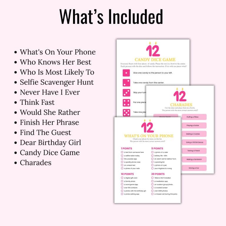 12th Birthday Party Games Bundle Printable