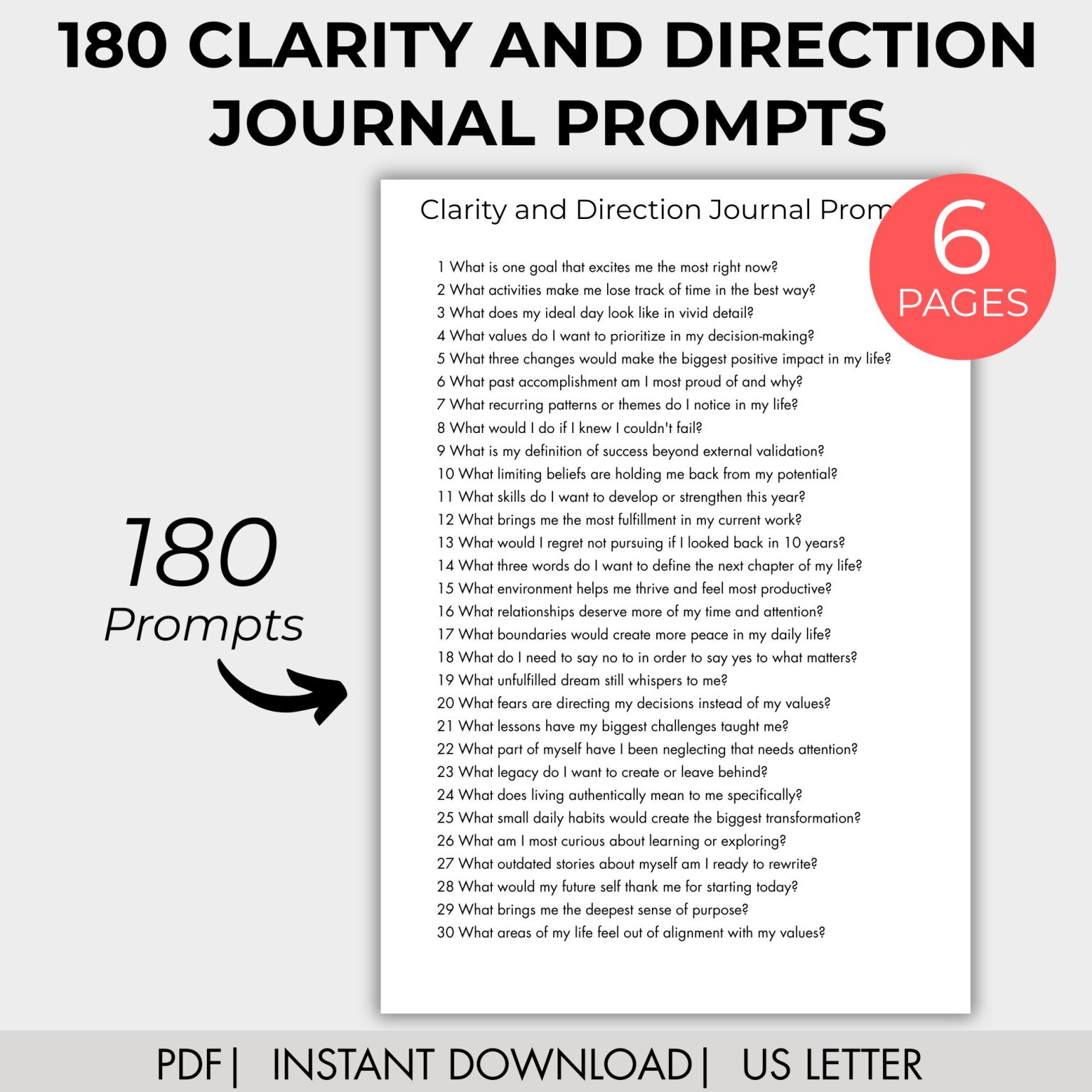 180 Clarity and Direction Journal Prompts