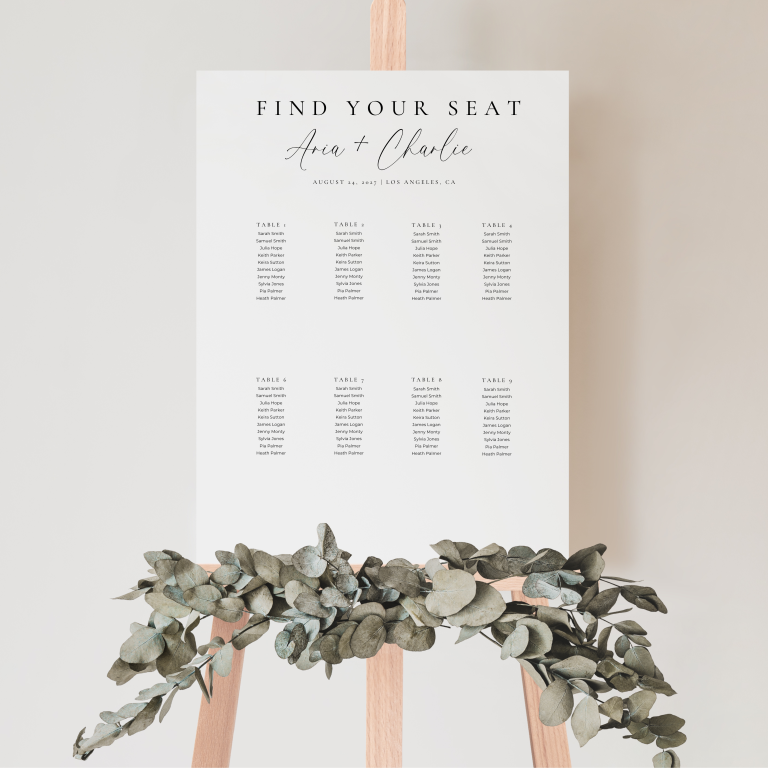 Easily Customizable Wedding Seating Chart 8 tables