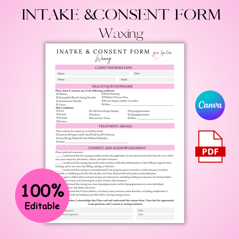 Editable Simple Waxing Intake and Consent Form