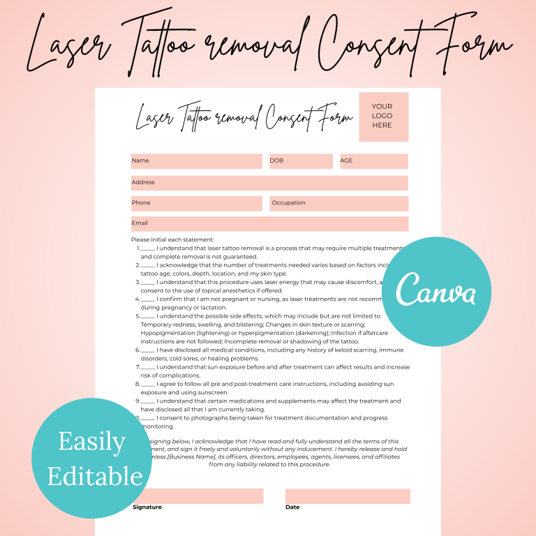 Editable Simple Laser Tattoo removal Consent Form Template