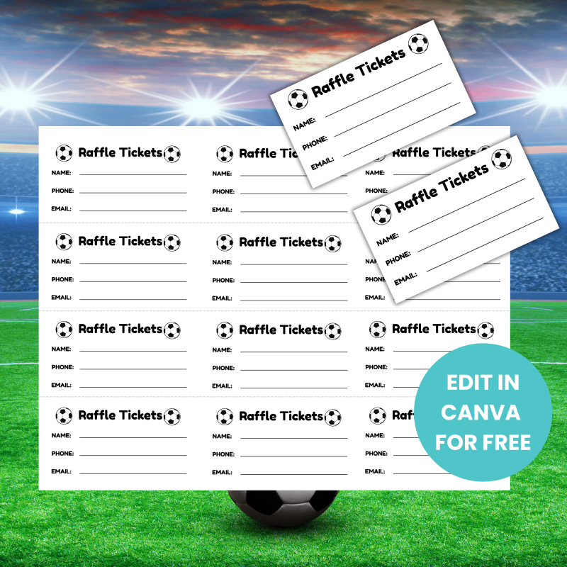 Editable Soccer Raffle Ticket Template