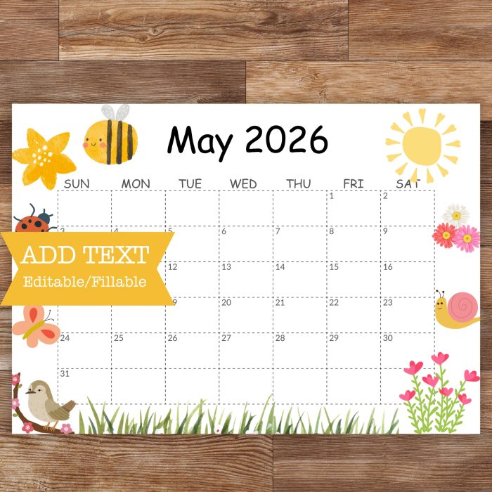 Editable May 2026 Calendar